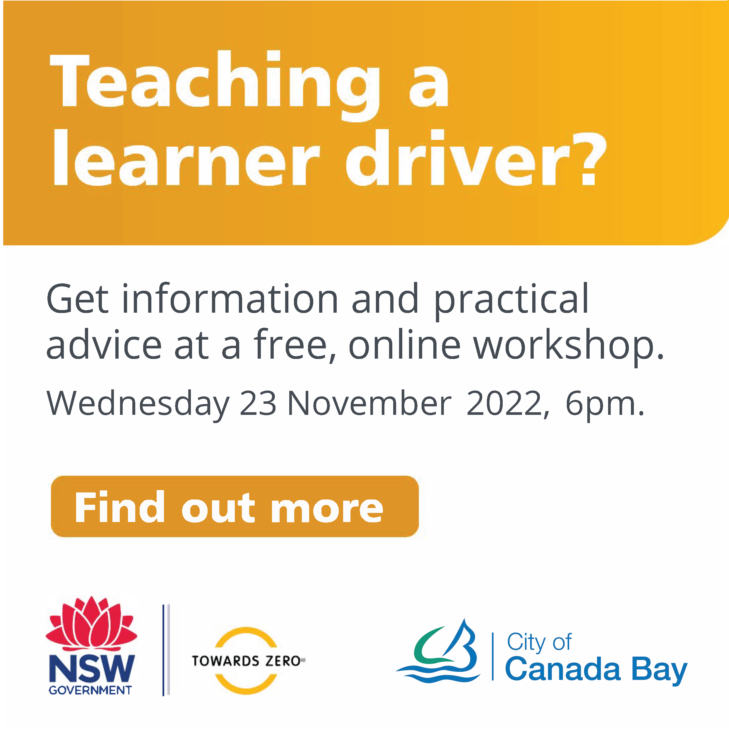 Teaching a learner driver? Online workshop | City of Canada Bay Council